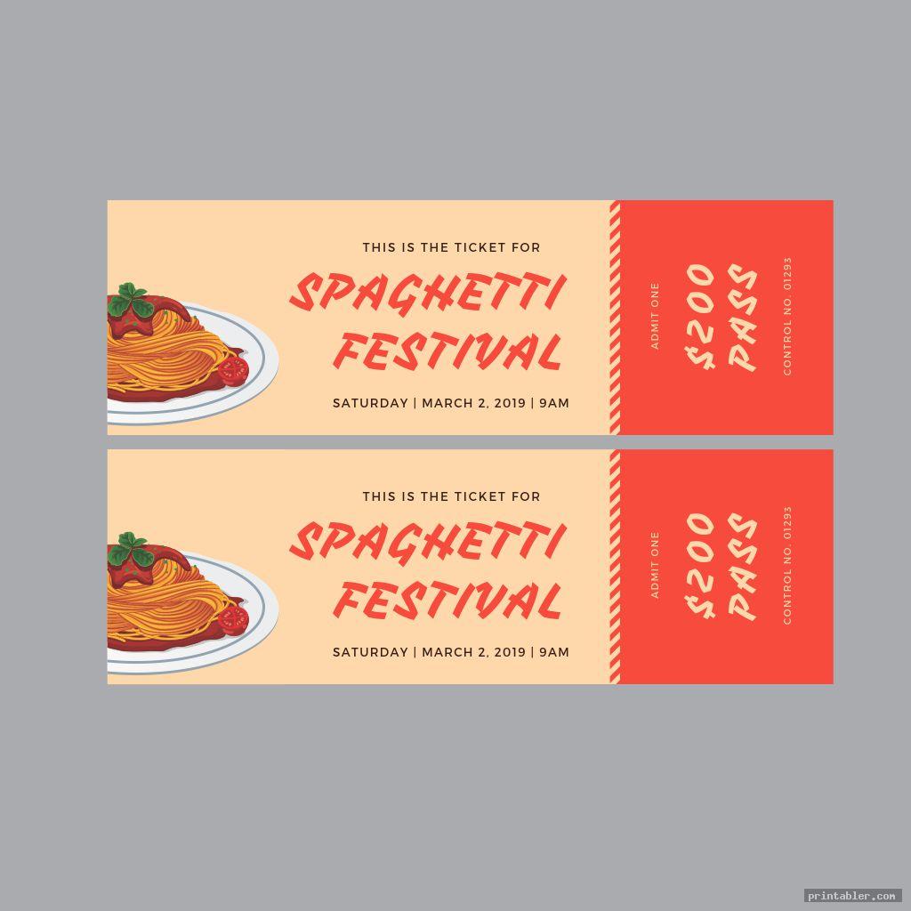 Spaghetti Dinner Ticket Template Printable Gridgit