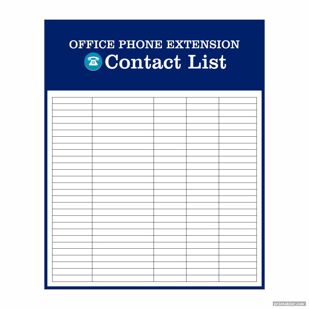 Phone Extension List Template
