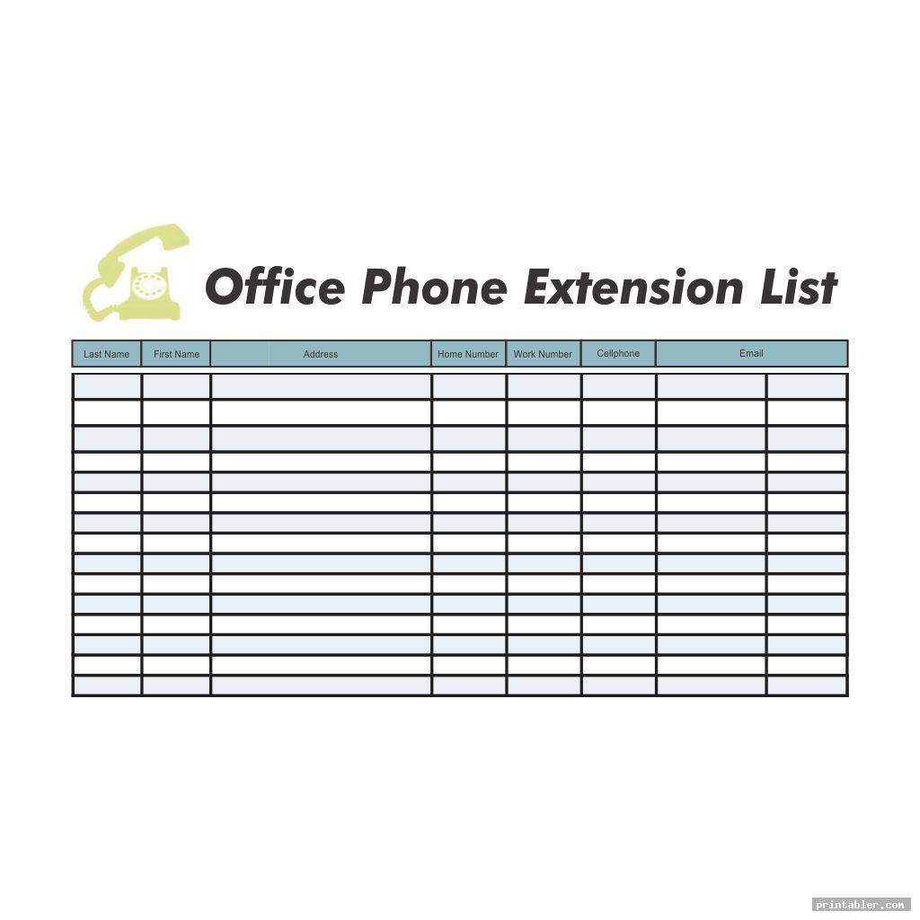 Office Phone Extension Template Printable Gridgit