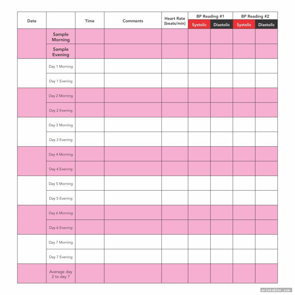Sugar Blood Pressure Log Printable Gridgit