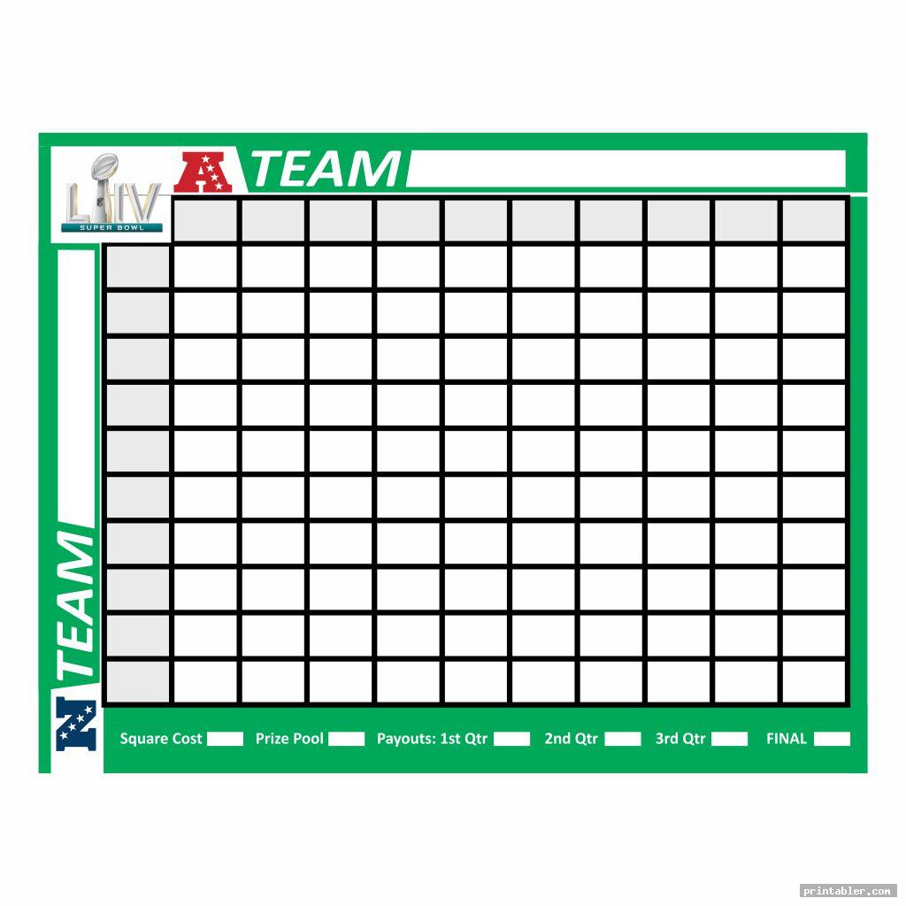 Super Bowl Football Squares Printable Gridgit