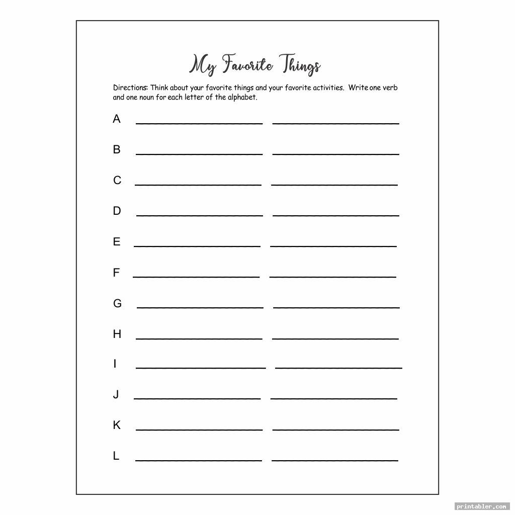 Printable Favorite Things Template Printable Favorite Things Template